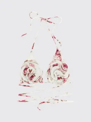 Magda Butrym Floral Print Polyamide Bikini Top With Ruffles