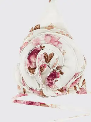 Magda Butrym Floral Print Polyamide Bikini Top With Ruffles