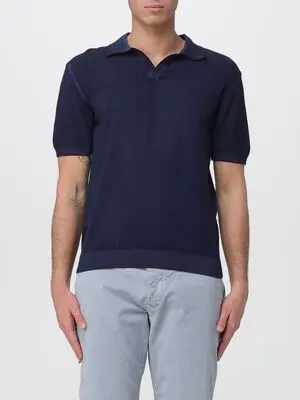 BLAUER. Knitted Cotton Polo Shirt - Blue