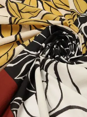 NOM All-over Floral Print Cotton Foulard - Yellow