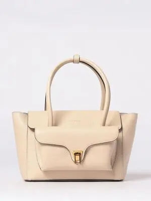 COCCINELLE Beat Double Bag In Hammered Leather - Beige