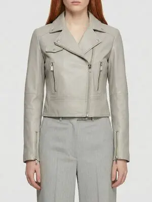 Pinko Faux Leather Biker Jacket - Grey