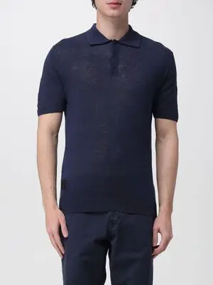 BLAUER. Linen And Cotton Polo Shirt - Blue