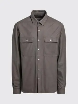 Rick Owens Calfskin Leather Shirt Jacket With Patch Pockets