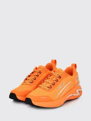 PLEIN SPORT Lace-up Mesh Sneakers With Contrasting Logo - Orange