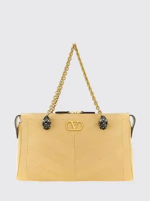 Valentino Garavani Panthea Chevron Embroidered Leather Shoulder Bag - Beige