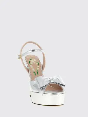 Valentino Garavani Bowow Laminated Leather Platform Sandals With A Bow