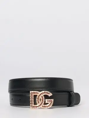Dolce & Gabbana Embellished Logo Belt - Black