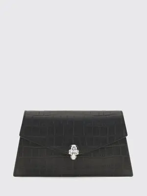Alexander McQueen Mini Bag In Croc-effect Calfskin Leather With Skull - Black