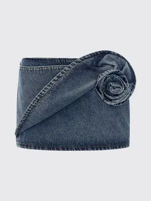 Magda Butrym Denim Mini Skirt With Floral Appliqu