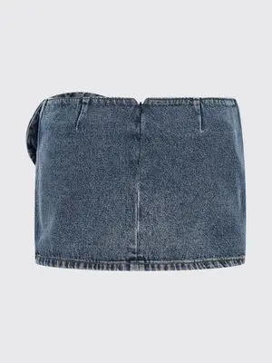 Magda Butrym Denim Mini Skirt With Floral Appliqu