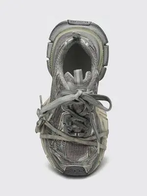 Balenciaga 3xl Distressed Mesh And Polyurethane Sneakers - Grey