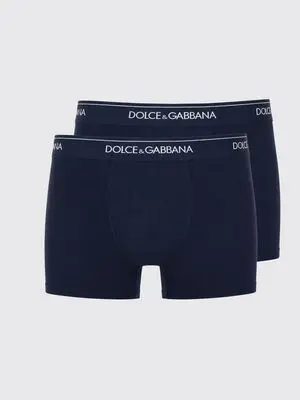Dolce & Gabbana Set Of Two Stretch Cotton Trunks With Logo - Blue