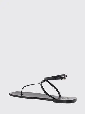 ATP ATELIER Flat Smooth Leather Thong Sandals With Ankle Strap