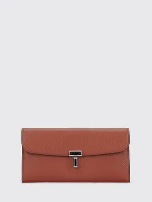 TOTEME T-lock Grained Leather Wallet Brown