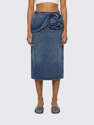 Magda Butrym Cotton Denim Midi Skirt - Blue
