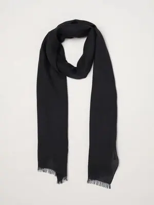 Emporio Armani Cotton Blend Stole With Eagle Jacquard - Blue