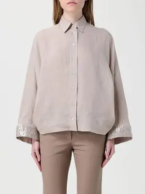 Brunello Cucinelli Linen Shirt With Sequins - Beige