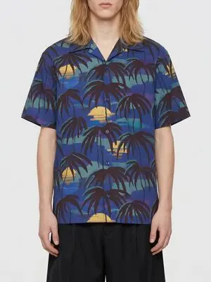 Drole De Monsieur Printed Cotton Casual Shirt - Blue