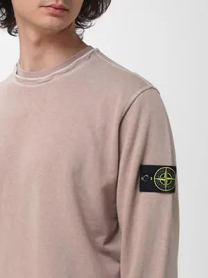 Stone Island Cotton Crew Neck Sweatshirt With Logo Patch - Sand