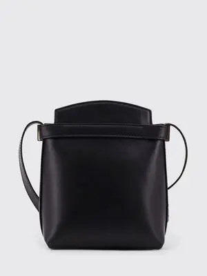 FERRAGAMO Mini Calfskin Leather Bucket Bag With Gancini Logo - Black