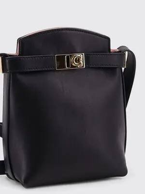FERRAGAMO Mini Calfskin Leather Bucket Bag With Gancini Logo - Black