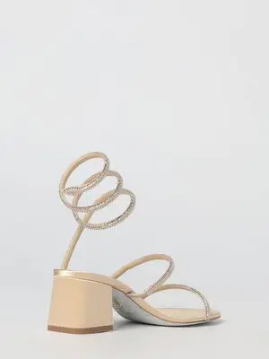 Rene Caovilla Laminated Leather Cleo Sandal With Rhinestones