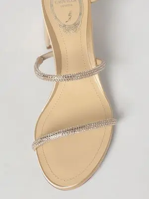 Rene Caovilla Laminated Leather Cleo Sandal With Rhinestones