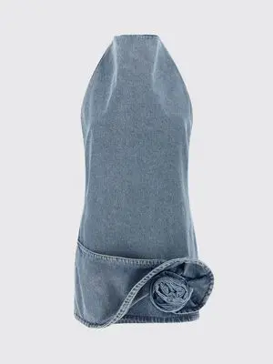 Magda Butrym Denim Mini Dress With Flower Appliqu