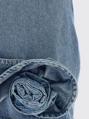 Magda Butrym Denim Mini Dress With Flower Appliqu