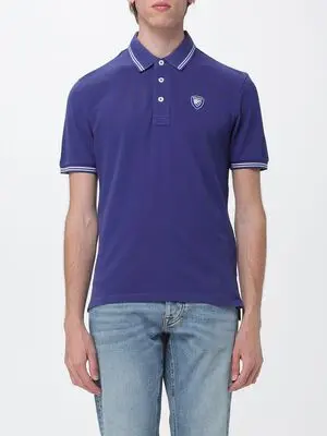 BLAUER. Cotton Polo Shirt With Emblem - Blue