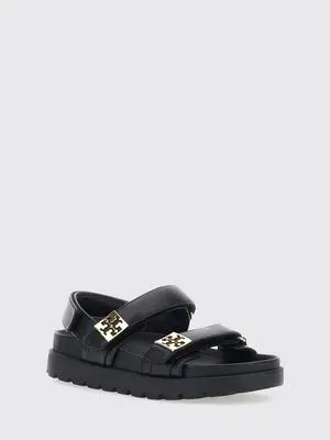 Tory Burch Mellow Leather Slingback Sandals With Double T Logo And Low Heel