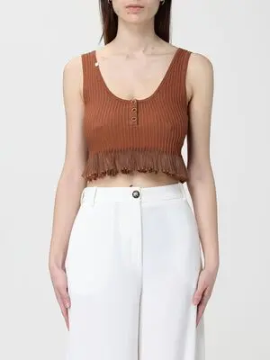 Elisabetta Franchi Knitted Cropped Top - Brown