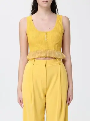 Elisabetta Franchi Knitted Cropped Top - Yellow