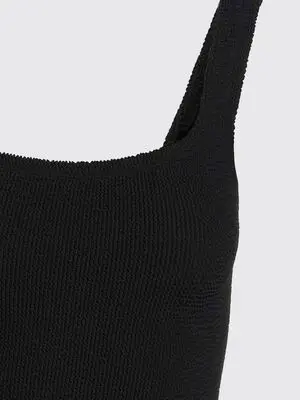 Hunza G Ribbed Square Neck Midi Dress