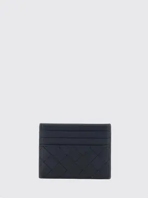 Bottega Veneta Woven Calfskin Flat Card Holder - Blue
