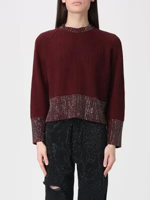 GOLDEN GOOSE Ribbed Jumper With Embellished Detailing - Red