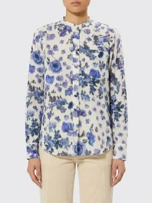 Isabel Marant Étoile Long Sleeve Mandarin Collar Floral Shirt - Blue