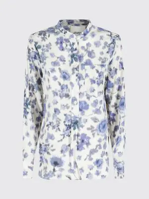 Isabel Marant Étoile Long Sleeve Mandarin Collar Floral Shirt - Blue