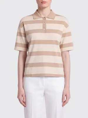 Max Mara Striped Cotton Polo Shirt Ivory