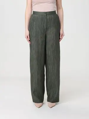 Emporio Armani Pleated Lyocell Blend Palazzo Pants - Grey