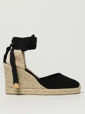 CastaÑer Espadrille Wedge Sandals With Tie Fastening - Black