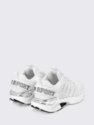 PLEIN SPORT Leather And Mesh Sneakers - White