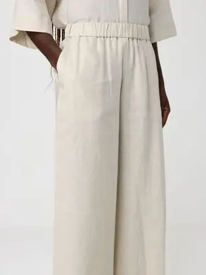 Max Mara Linen Crop Trousers - Beige