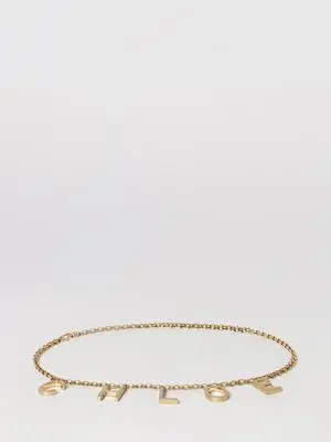 Chloé Metallic Chain Belt With Logo Charm - Gold