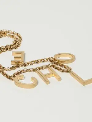 Chloé Metallic Chain Belt With Logo Charm - Gold