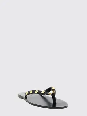 Valentino Garavani Rockstud Calfskin Thong Sandals - Black