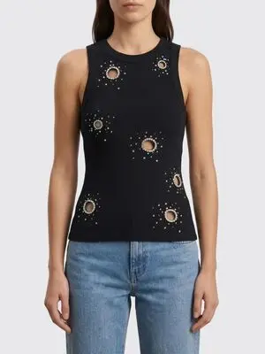 DES_PHEMMES Jersey Top With Appliqués - Black