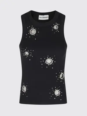 DES_PHEMMES Jersey Top With Appliqués - Black