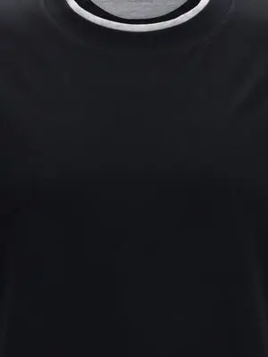Brunello Cucinelli Crewneck Cotton T-shirt With Contrast Trims - Black